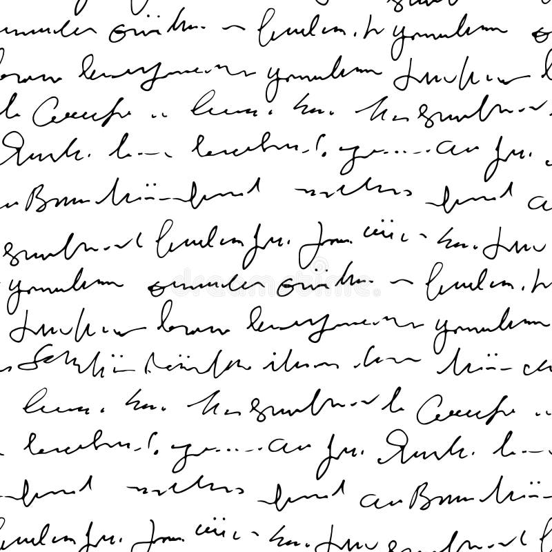 Handwritten Abstract Text Vector Seamless Pattern Vector Monochrome