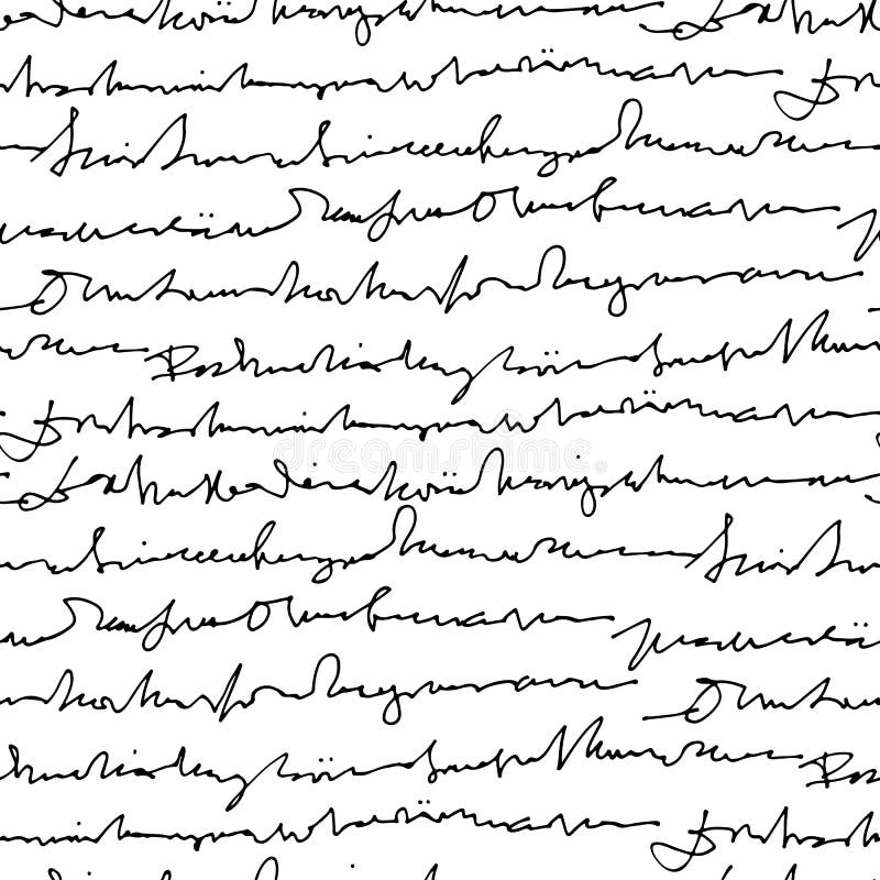 Handwritten Abstract Text Vector Seamless Pattern Vector Monochrome