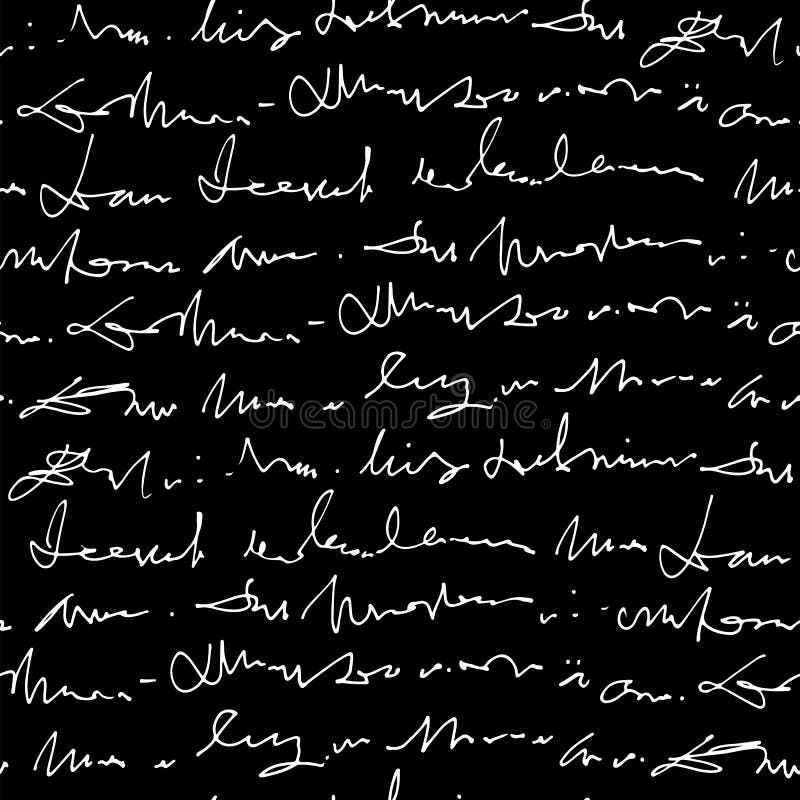 Handwritten Abstract Text Vector Seamless Pattern, Vector Monochrome ...