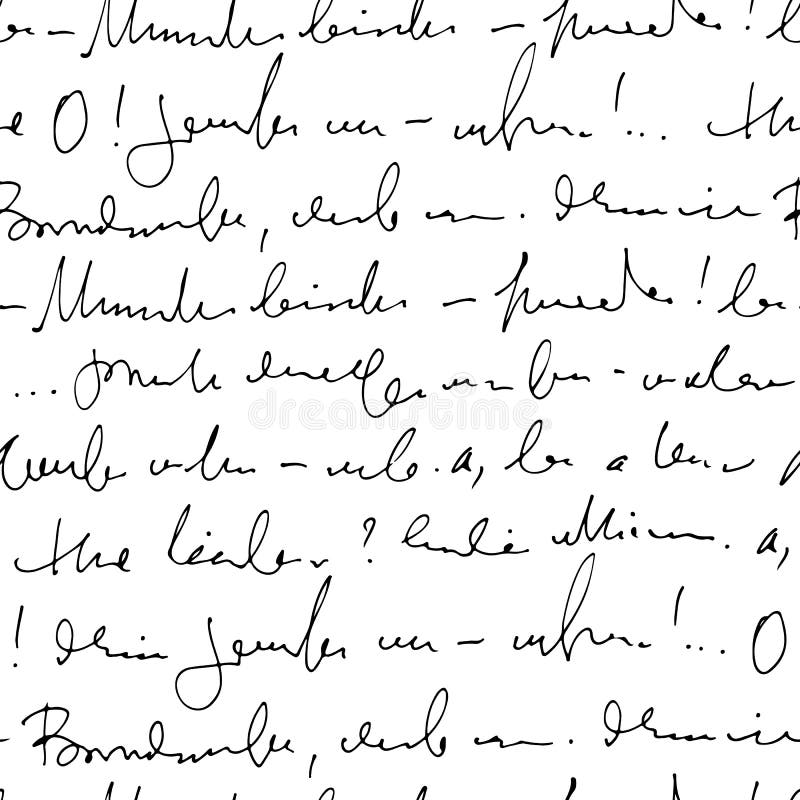 Handwritten Abstract Text Vector Seamless Pattern Vector Monochrome