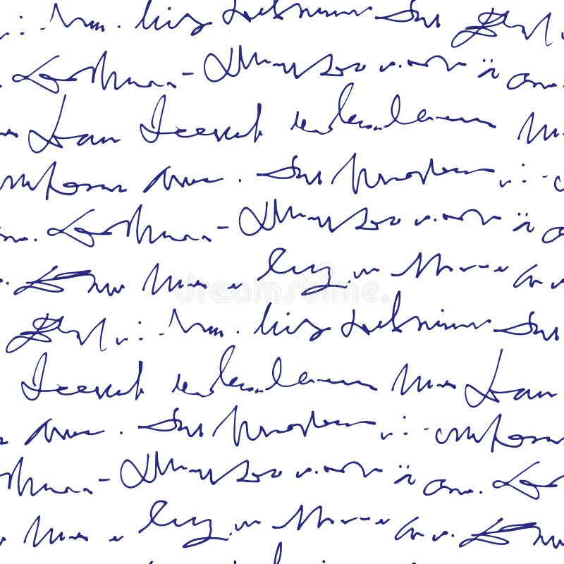 Handwritten Abstract Text Vector Seamless Pattern Vector Monochrome Script Stock Vector