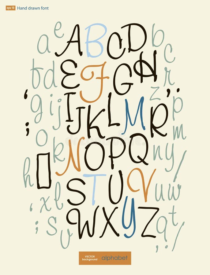 Hand Drawn Alphabet in Retro Style. ABC for Your Design. Letters of the ...