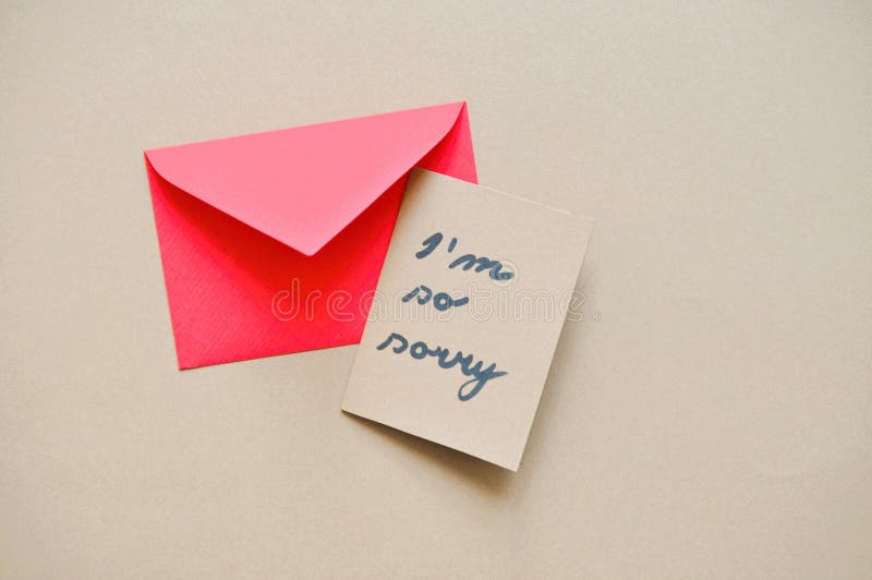 Red Envelope with Im so Sorry Write Stock Image - Image of writing ...