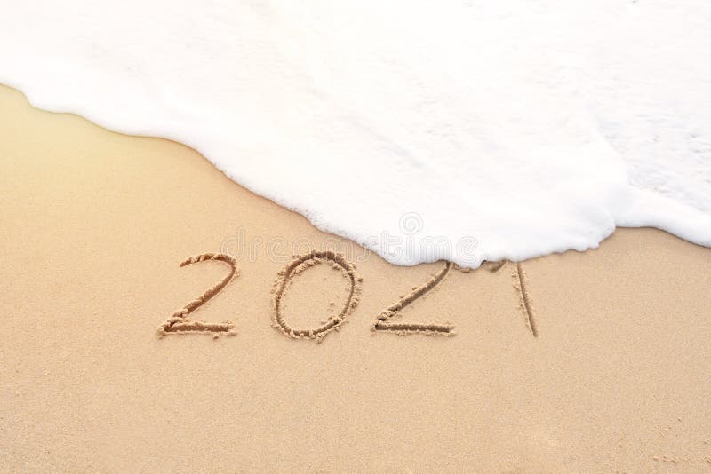 Handwritten 2020 on Beautiful Sand Beach. Goodbye 2020 Concept Stock ...