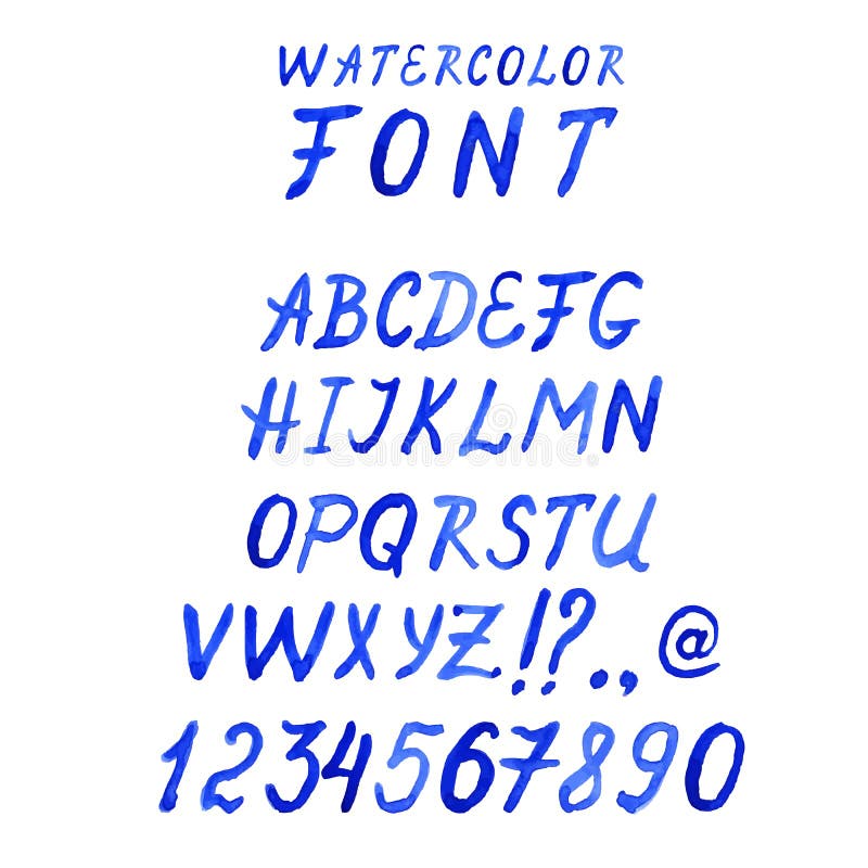 Handwritten Blue Watercolor Alphabet Stock Illustrations – 747 ...
