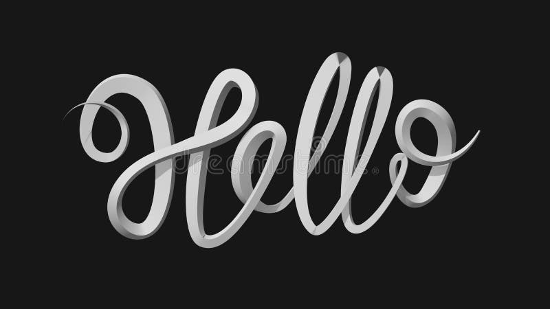 Hello Black Lettering Text on White Background. Handwritten Simple ...
