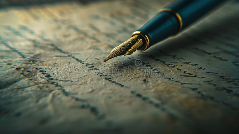 Handwritten Calligraphy with a Luxury Fountain Pen. Generative AI Stock ...