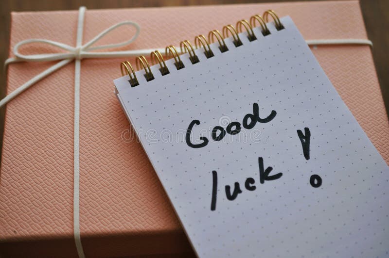 Good Luck Write in Notepad on a Gift Stock Illustration - Illustration ...