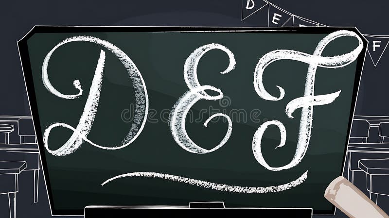 Chalkboard Calligraphy Elegant D, E, F Letters, Handwritten Script ...