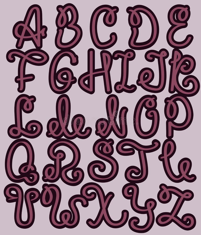 Handwritten Colorful Font stock vector. Illustration of italic - 48988570