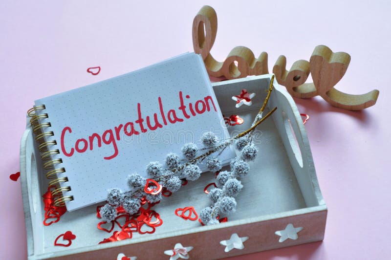 Handwritten Congratulation Card on a Tray Stock Illustration ...