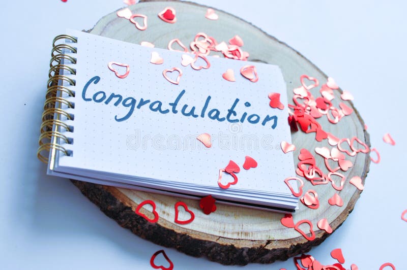 Handwritten Congratulation Card on the Wooden Plate Stock Image - Image ...