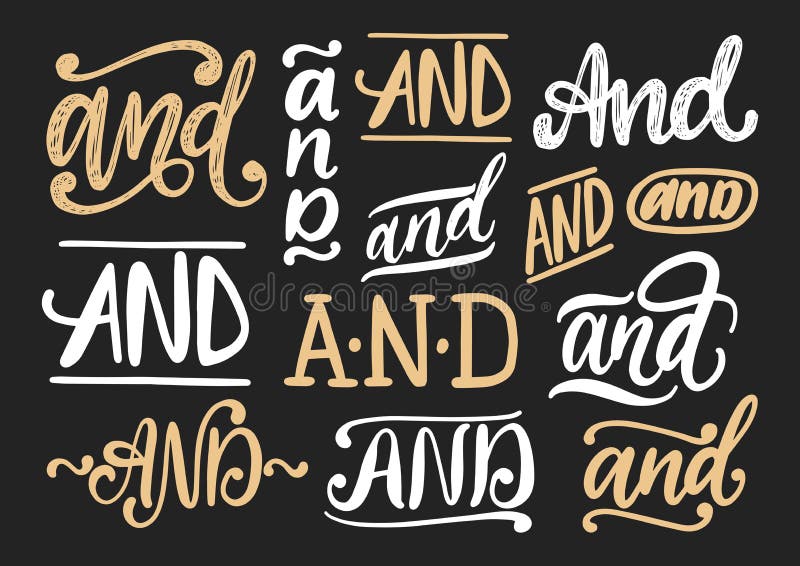 Handwritten Conjunctions and Vector Set. Calligraphic Collection of ...