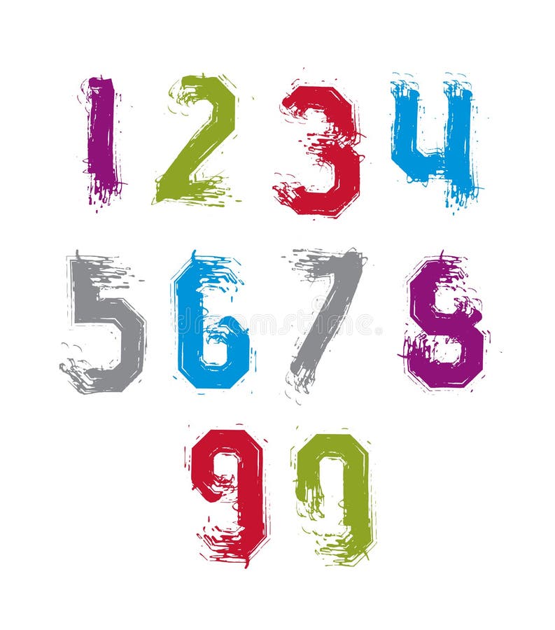 Handwritten Contemporary Vector Digit Set, Doodle Hand-painted NVector ...