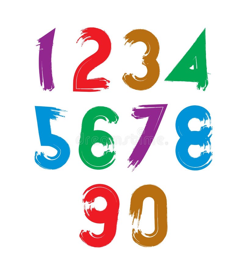 Handwritten Contemporary Vector Digit Set, Doodle Hand-painted NVector ...