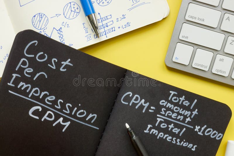 Handwritten CPM Formula in the Notepad. Cost Per Impression. Stock ...
