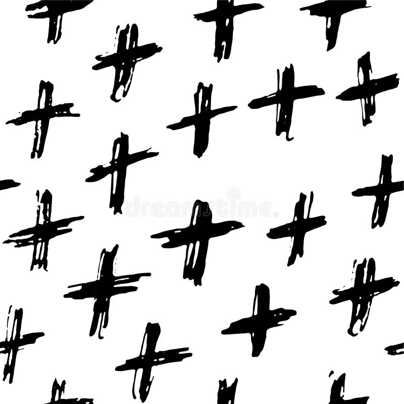 Handwritten Doodle Cross Seamless Pattern. Lines and Shapes Stock ...