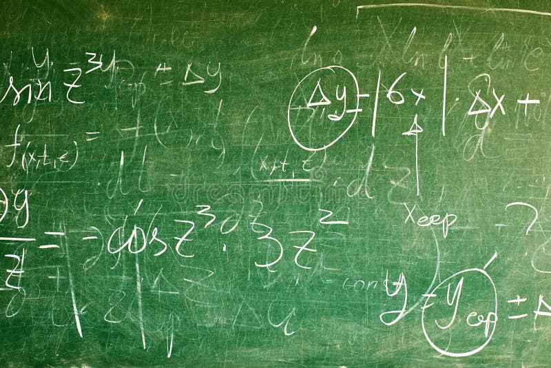 Handwritten Equations on a Green Blackboard Stock Photo - Image of ...