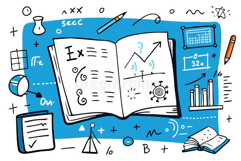 Handwritten Equations, Mathematical Symbols, and Formulas on White ...
