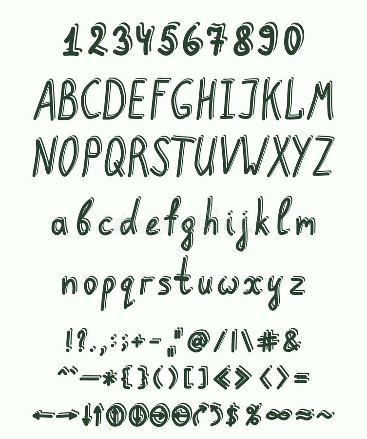 Handwritten Font with a Full Set of Elements Stock Vector ...