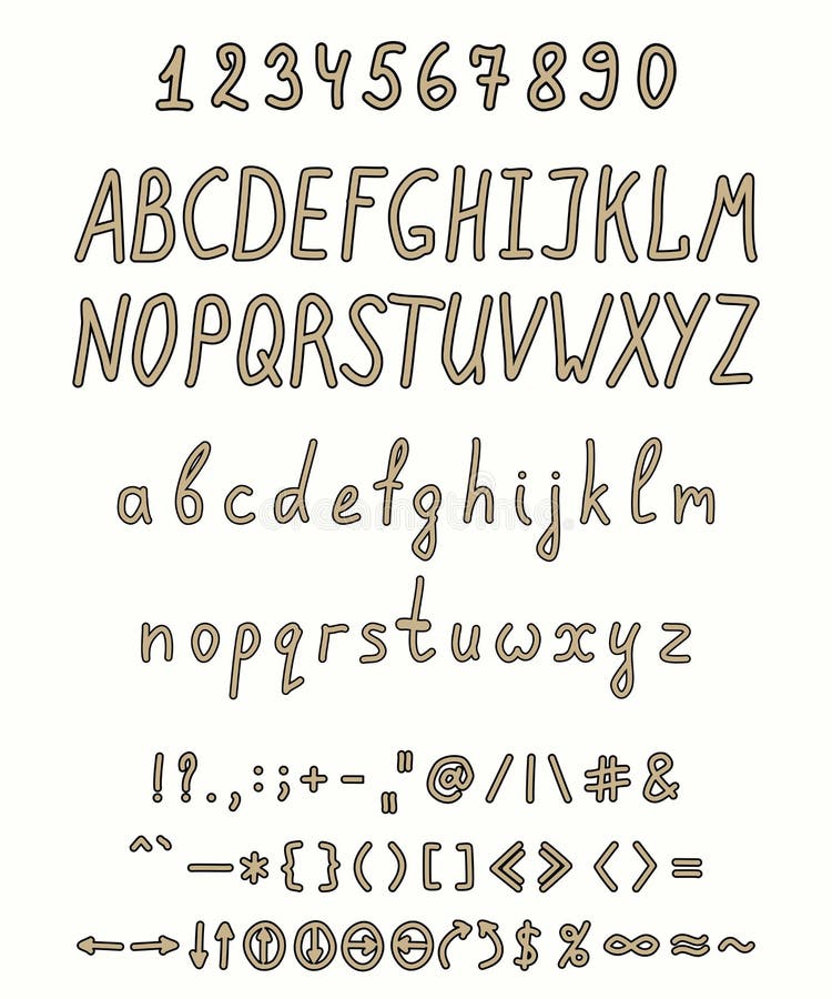 Handwritten Font with a Full Set of Elements Stock Vector ...