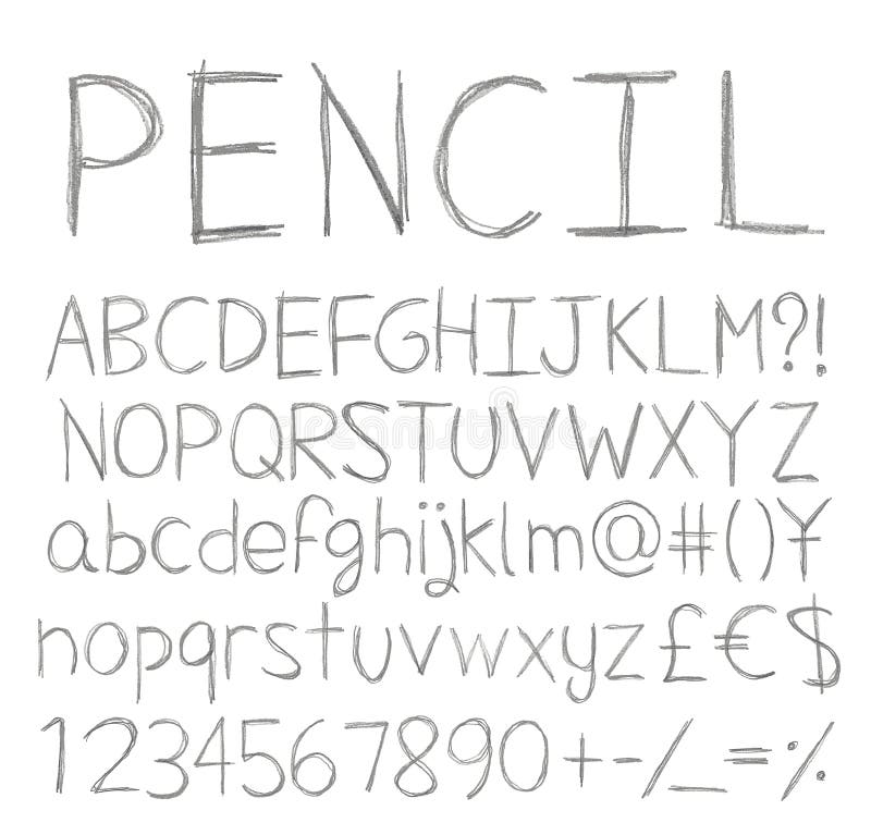 Pencil font stock vector. Illustration of keystroke, arrow - 39036354