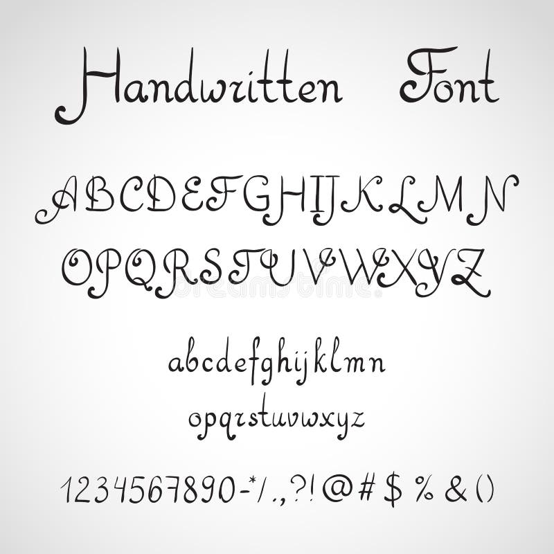 Handwritten Font, Ink Style Stock Illustration - Illustration of ...