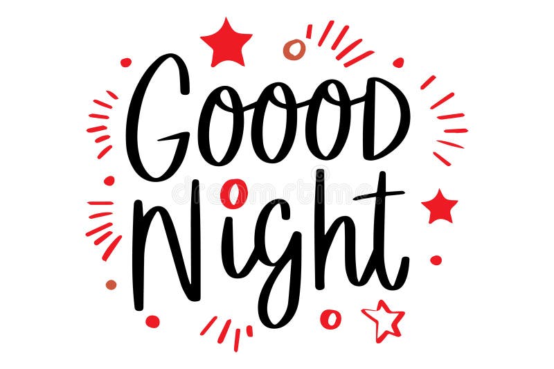 Handwritten Good Night Text Vector Illustration Stock Vector ...