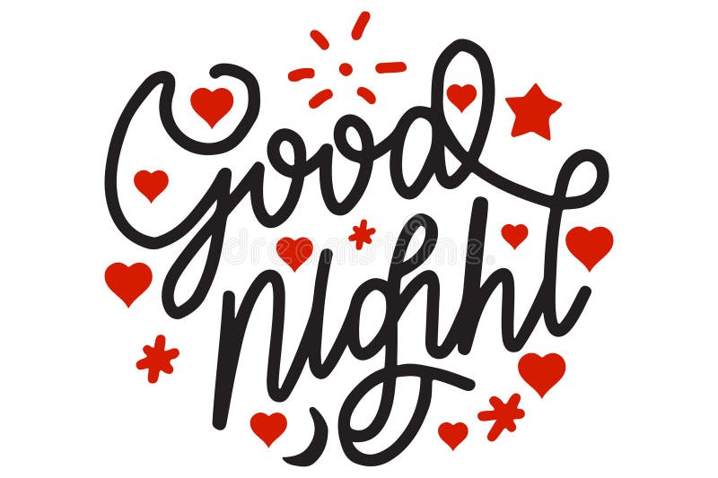 Handwritten Good Night Text Vector Illustration Stock Vector ...