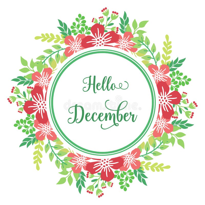 Handwritten Greeting Card of Hello December, with Artwork of Red Flower ...