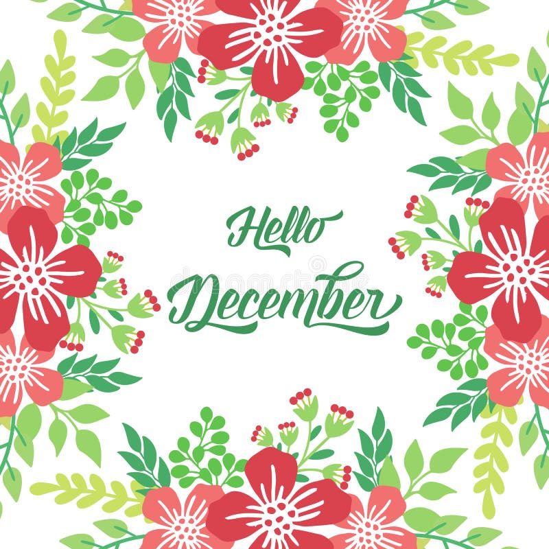 Handwritten Greeting Card of Hello December, with Artwork of Red Flower ...