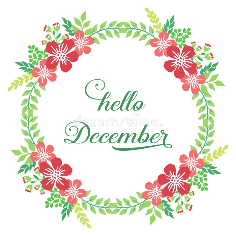 Handwritten Greeting Card of Hello December, with Artwork of Red Flower ...