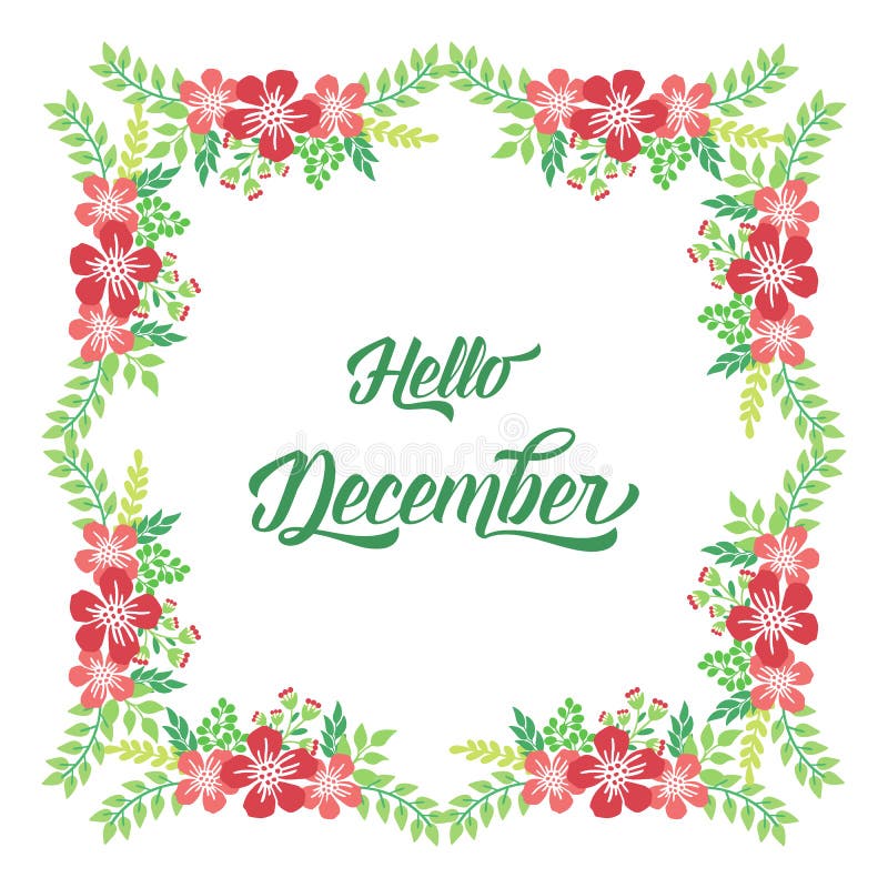 Handwritten Greeting Card of Hello December, with Artwork of Red Flower ...