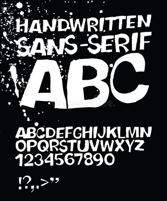 Handwritten Grunge Sans-serif ABC Stock Vector - Illustration of ...