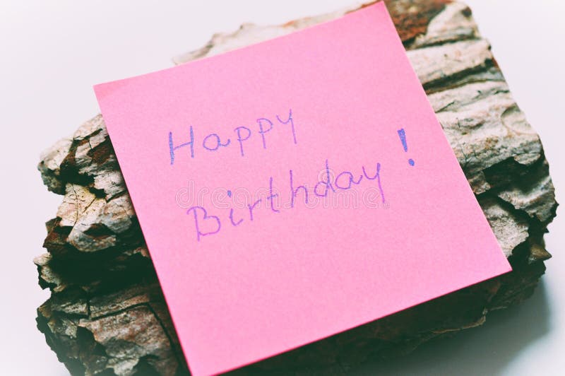 Handwritten Happy Birthday Card Stock Photo - Image of label, purple ...