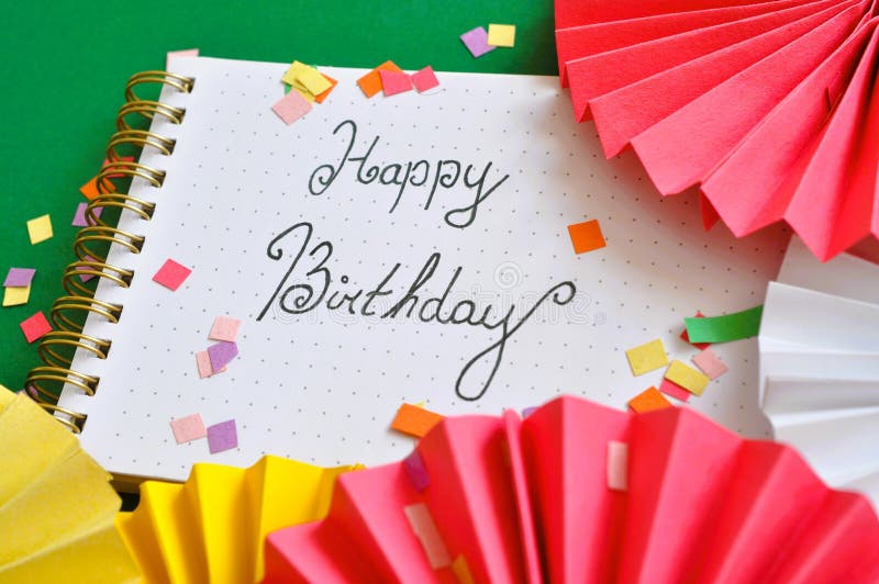 Happy Birthday Congratulation Card Stock Image - Image of handwritten ...