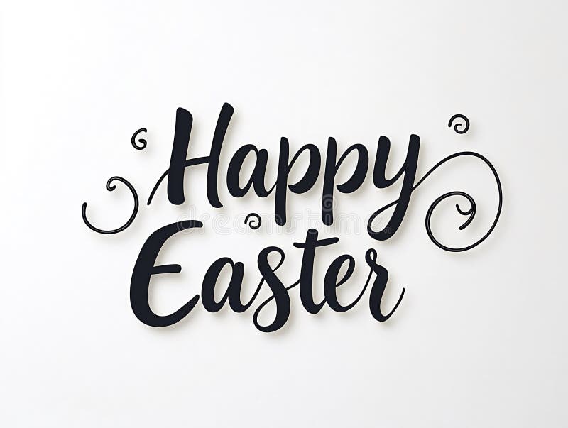 Handwritten Happy Easter Typography with Elegant Swirls and Classic ...