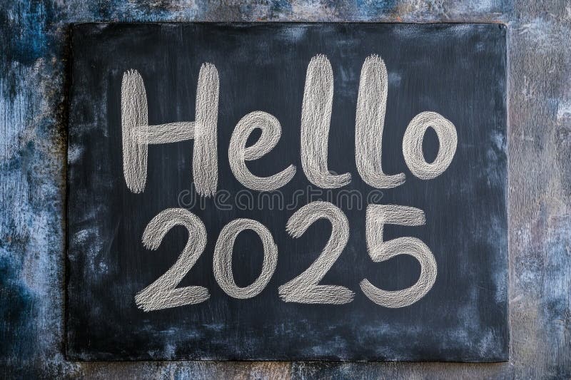 Handwritten Hello 2025 Greeting Chalkboard Stock Photos - Free ...