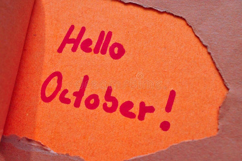 Handwritten Hello October Write Stock Photo - Image of yellow, hello ...