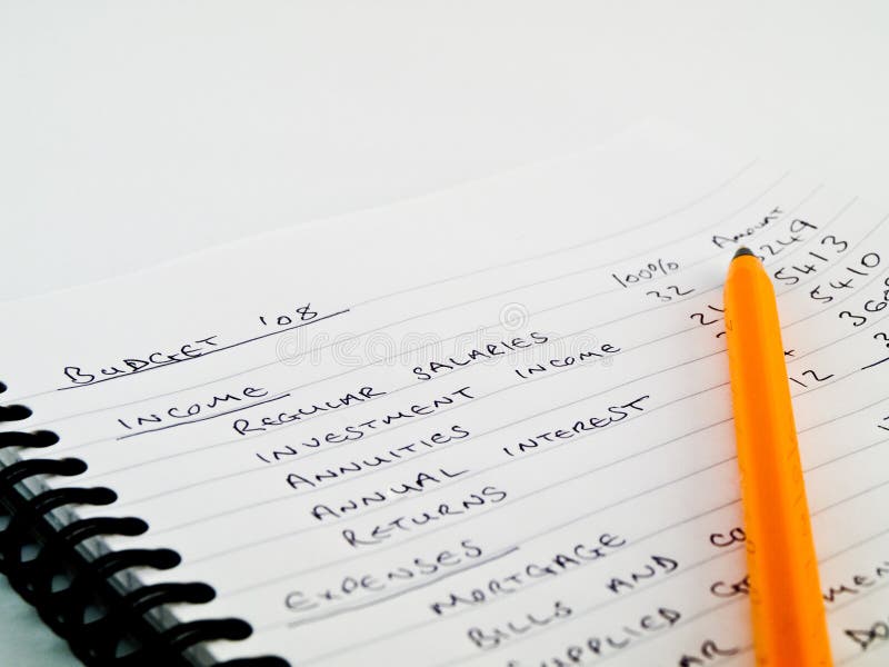 Handwritten Home Budget on Lined Notebook with Pen Stock Image - Image ...