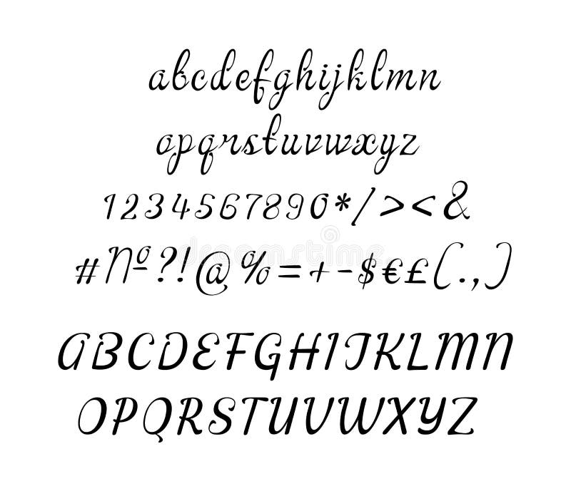 Handwritten Italic Alphabet Set Stock Vector - Illustration of graphic ...