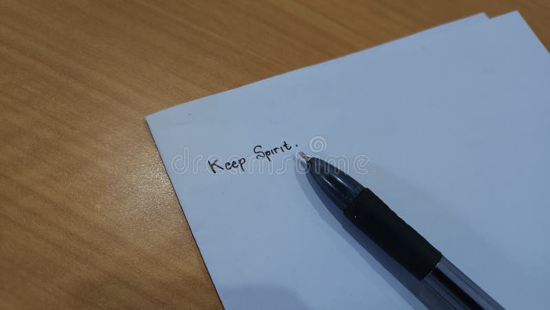 Handwritten "keep Spirit" on White Paper Stock Image - Image of sketch ...
