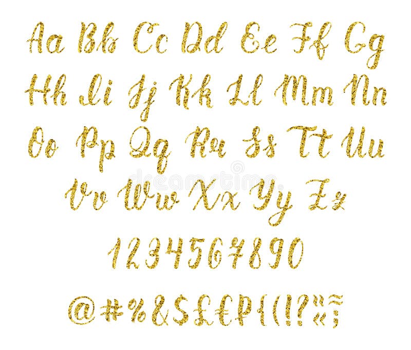 Handwritten Latin Calligraphy Brush Script with Numbers and Punctuation ...