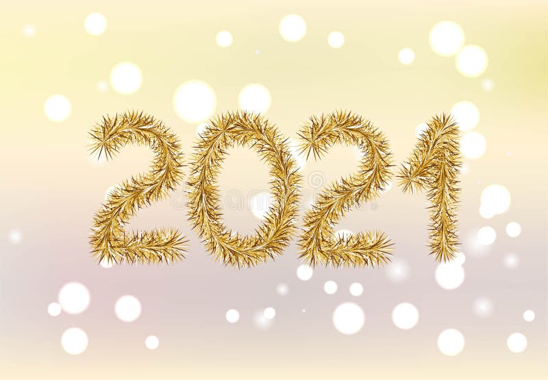 2021 Handwritten Lettering Bright Gold Tinsel Simple Vector ...