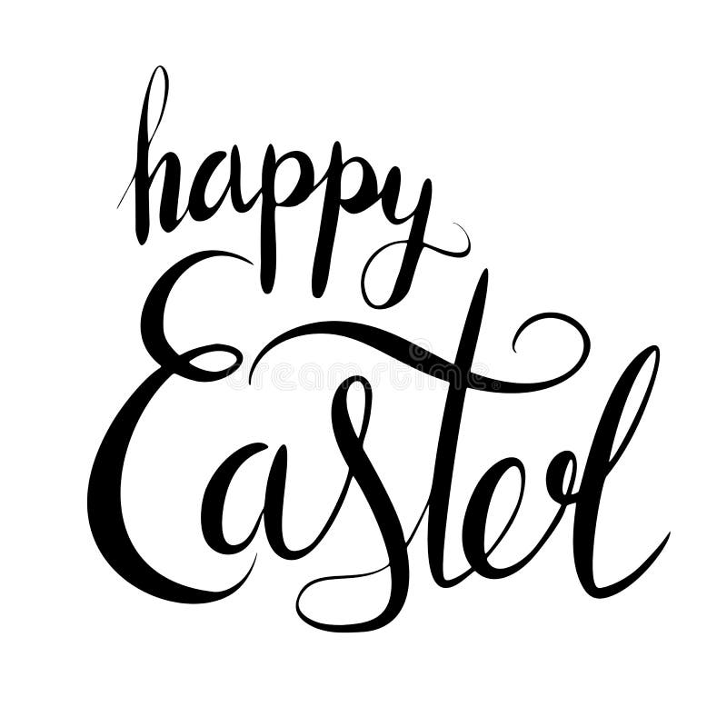 Handwritten Lettering Happy Easter. Brush Calligraphy Stock Vector ...