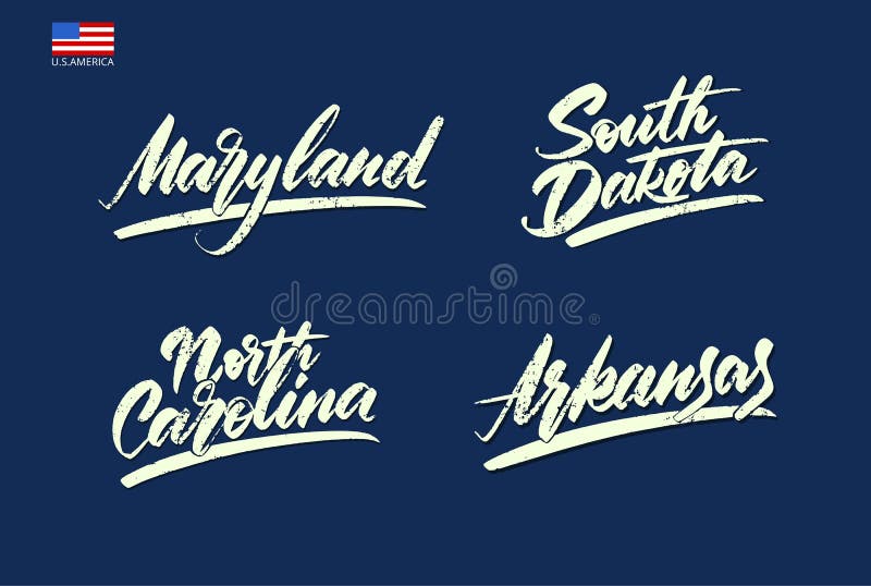 Handwritten Lettering the Name of the States of America. Stock Vector ...