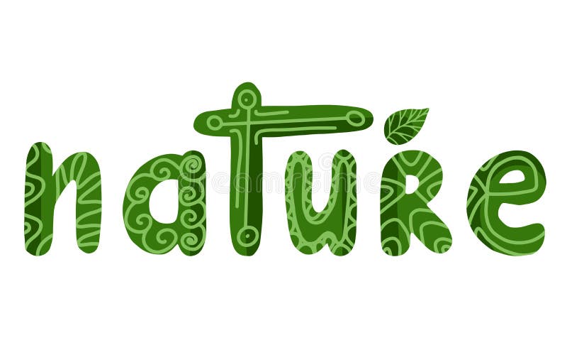 Handwritten Lettering Nature with Decorations. the Object is Separate ...