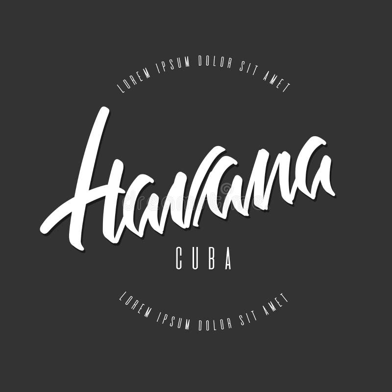 Cuba Lettering Ink Illustration Modern Brush Calligraphy Stock