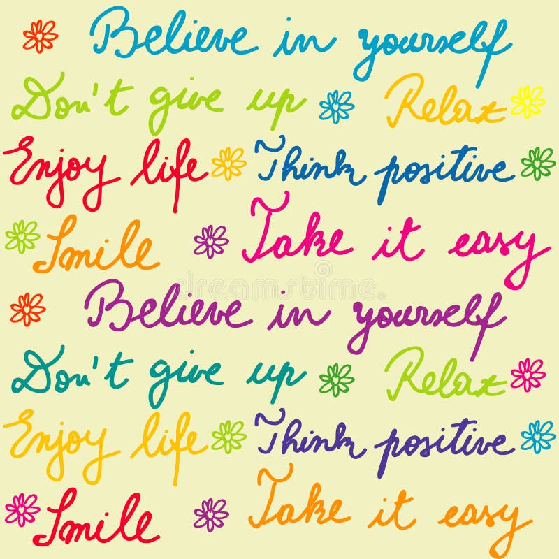 Motivation And Positive Thinking Messages Rubber Stamps Set Stock ...