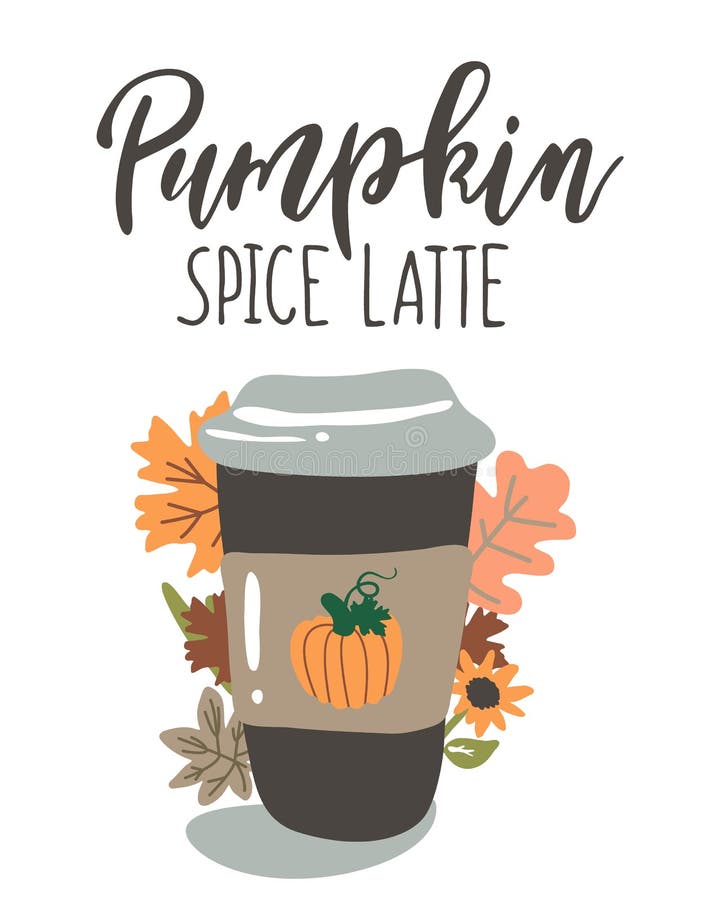 Handwritten Lettering Pumpkin Spice Latte Stock Vector - Illustration ...